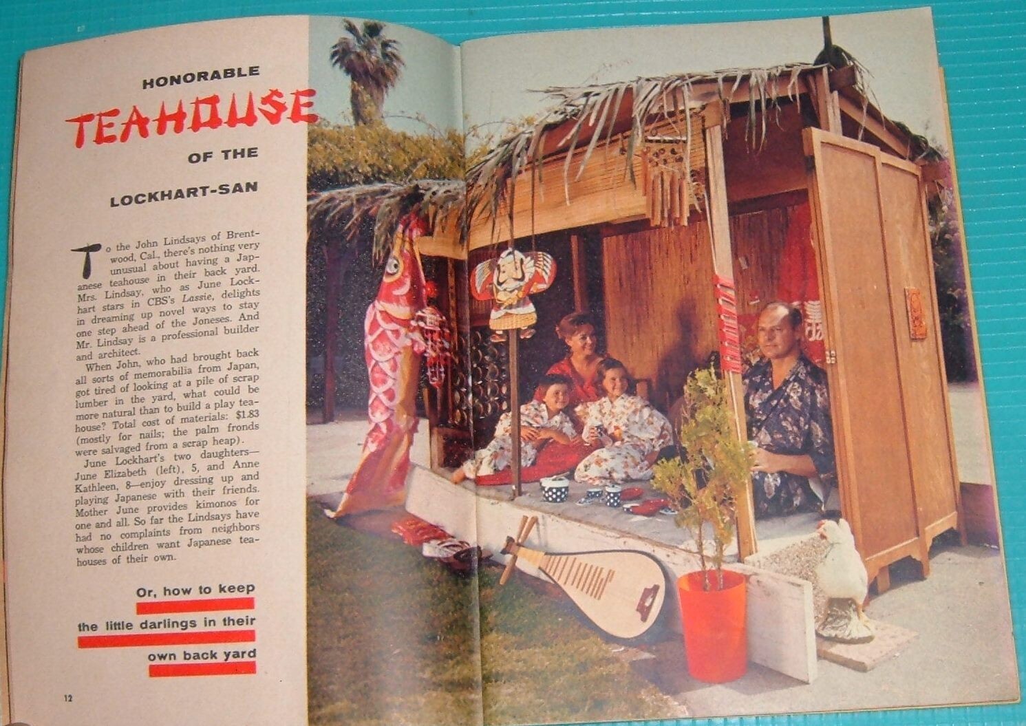 1961 TV ARTICLE/TEAHOUSE/JUNE LOCKHART/HUSBAND JOHN LINDSAY/KIDS JUNE ...