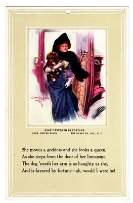 POSTCARD WOMAN WITH DOG LESTER RALPH "FAVORED BY FORTUNE" (SBA) | eBay
