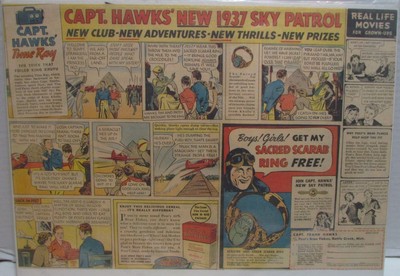 2 Captain Frank Hawk Sunday Comics Ads: Sacred Scarab Ring & Sky Patrol ...