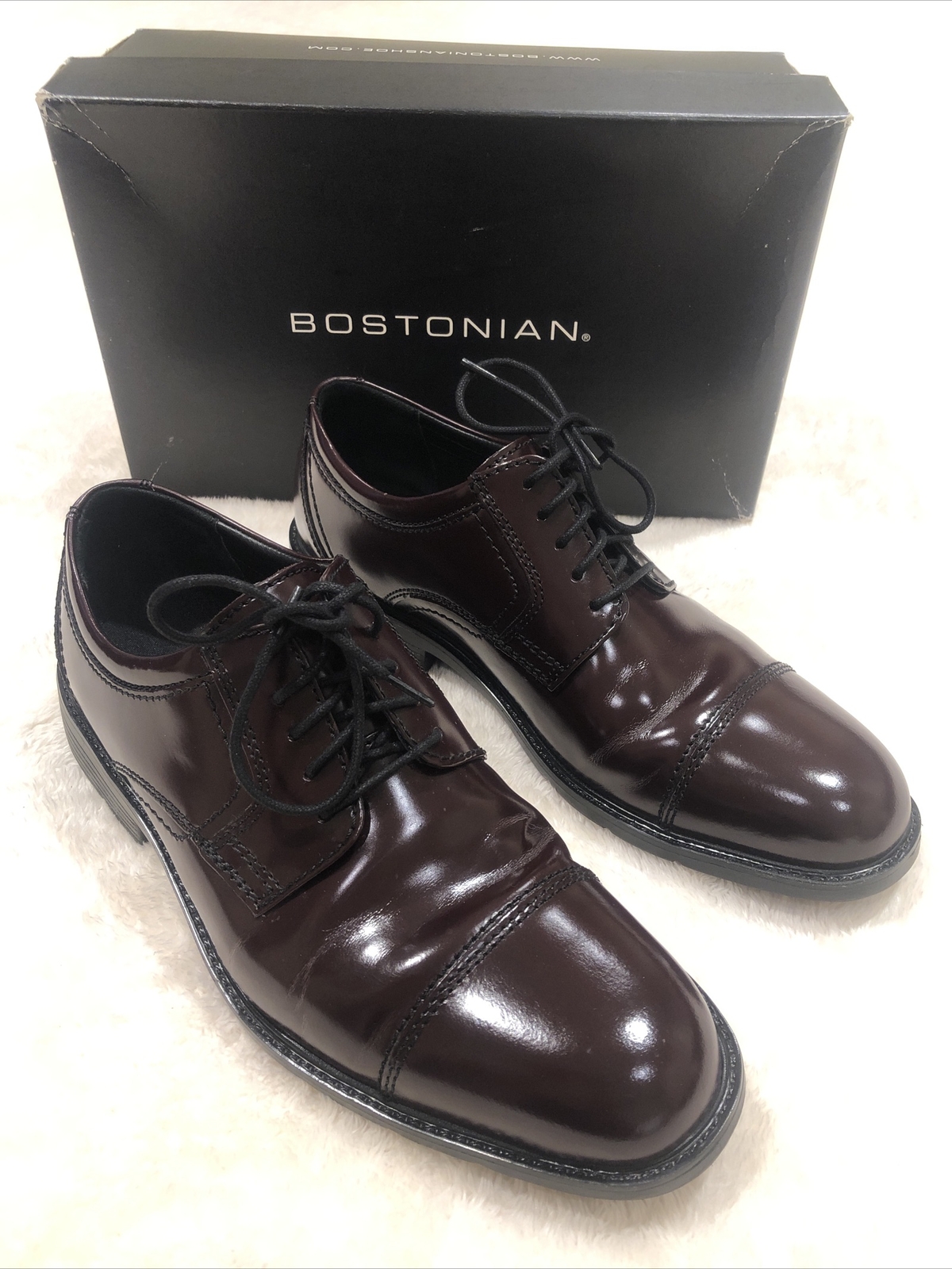 BOSTONIAN Mens Dress Shoes - Aland Cap Toe Oxford Lace-Ups Burgundy ...