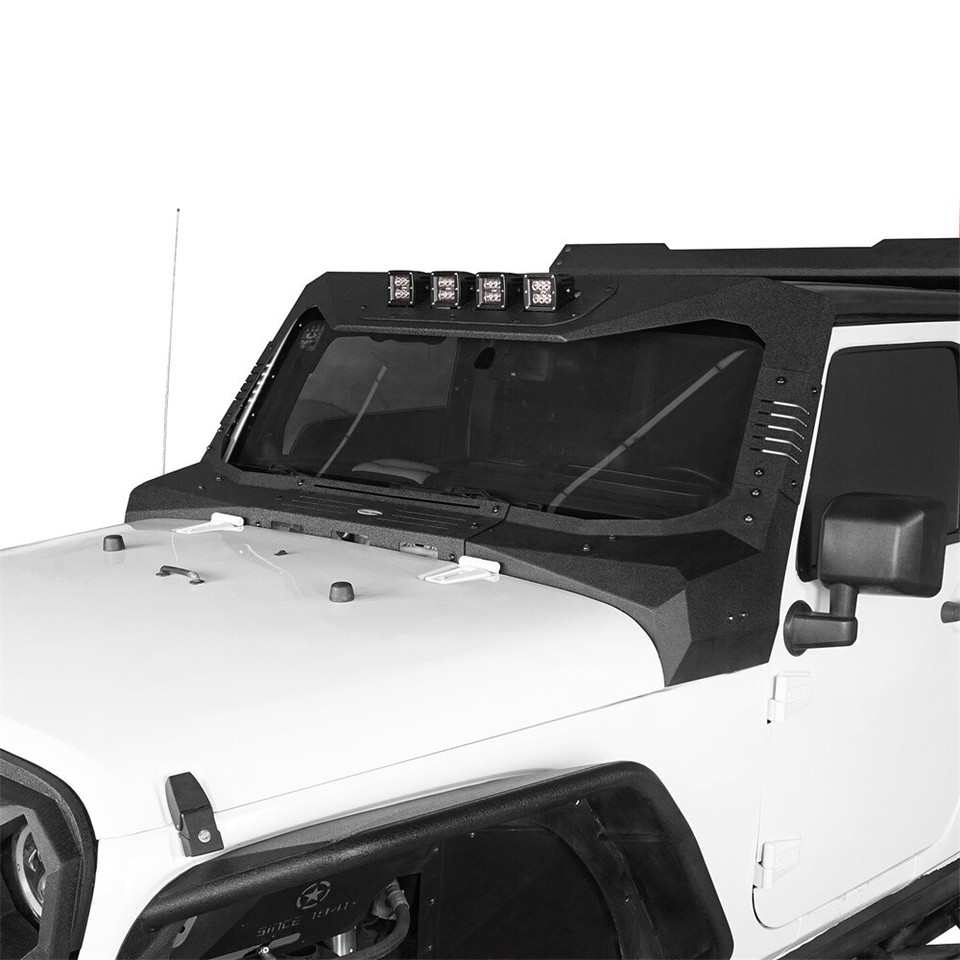 Fit 07-18 Jeep Wrangler JK Windshield Frame Cover Body Armor Roof Sun ...