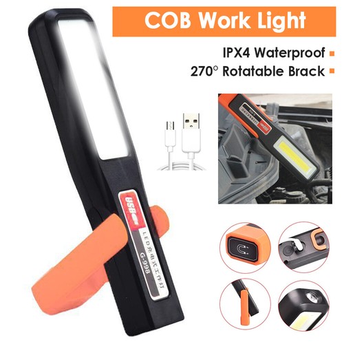 USB Rechargeable COB LED Torch Cordless Work Light Inspection Hand Lamp ...