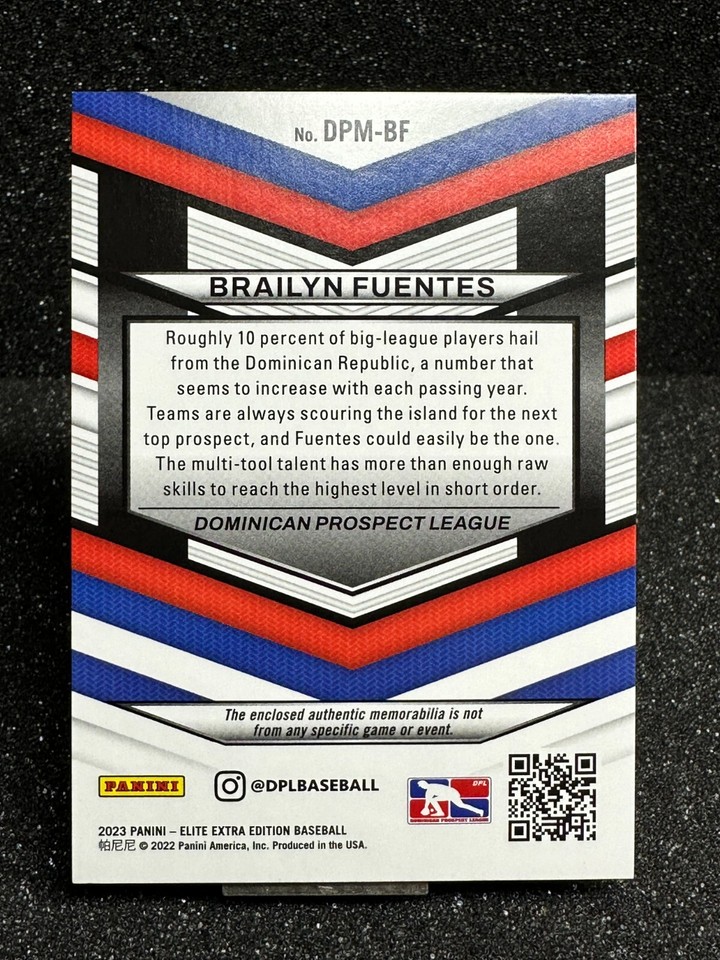 2023 Elite Extra Edition BRAILYN FUENTES DPL Patch Relic #DPM-BF | eBay