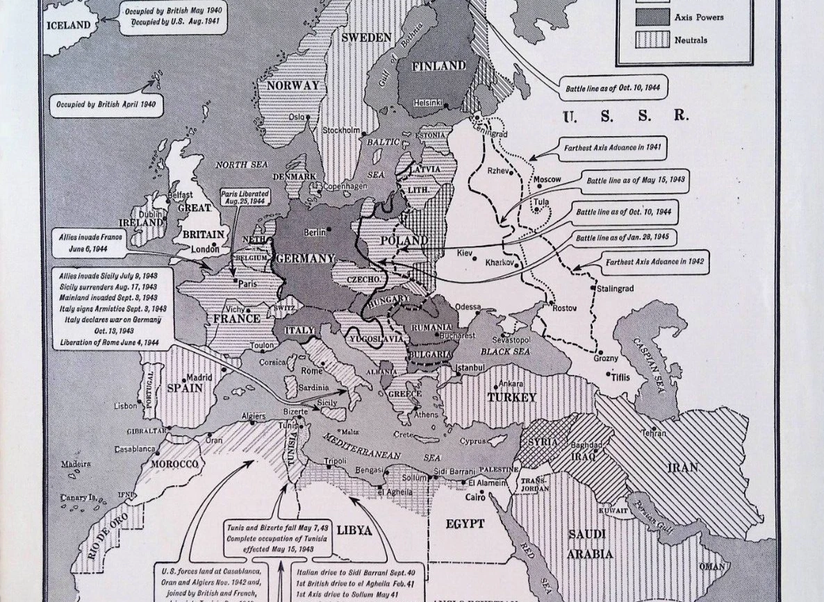 Black And White Map Of Europe During World War 2