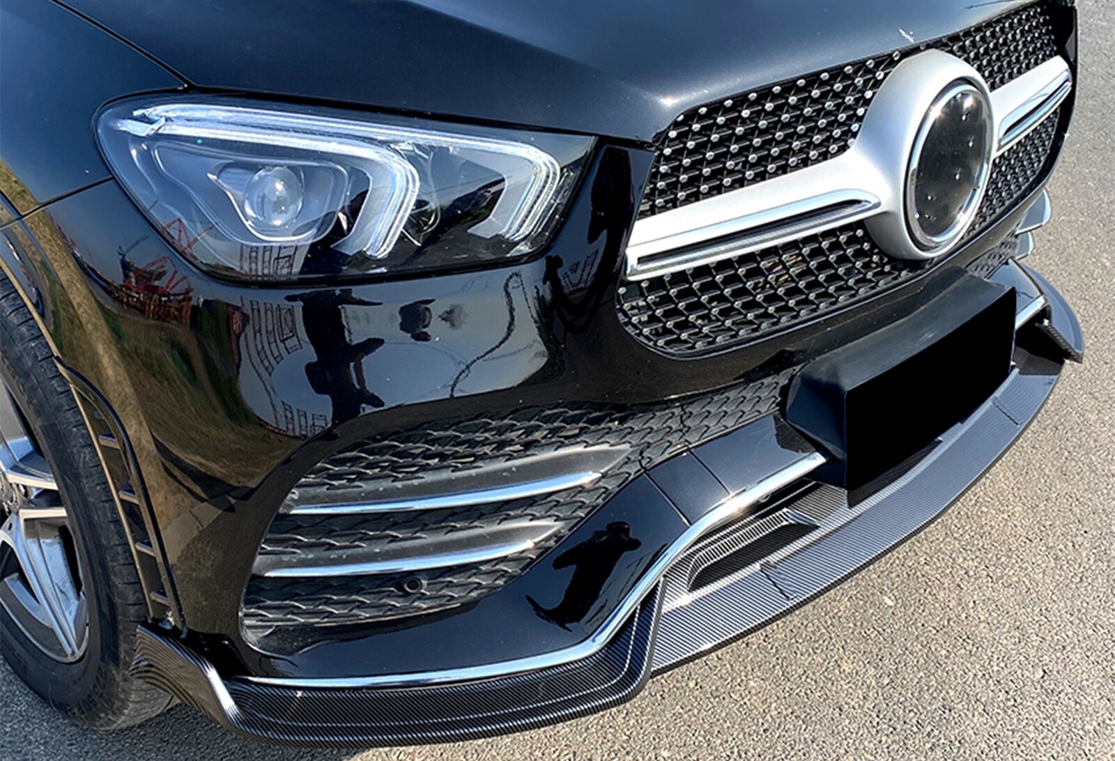 For Benz GLE W167 C167 2020-2023 Front Bumper Spoiler Lip Carbon Fiber ...