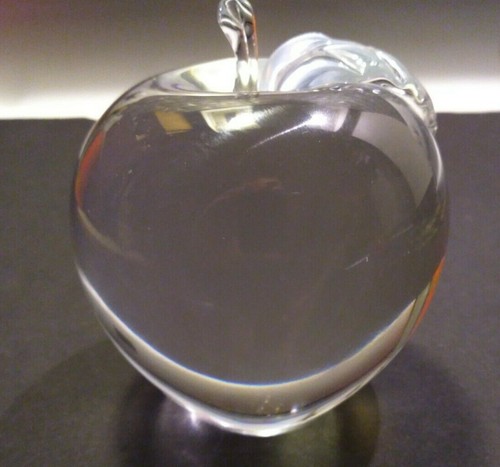 VTG Larson Signed Crystal USA Large Apple Paperweight Original Tags Art ...