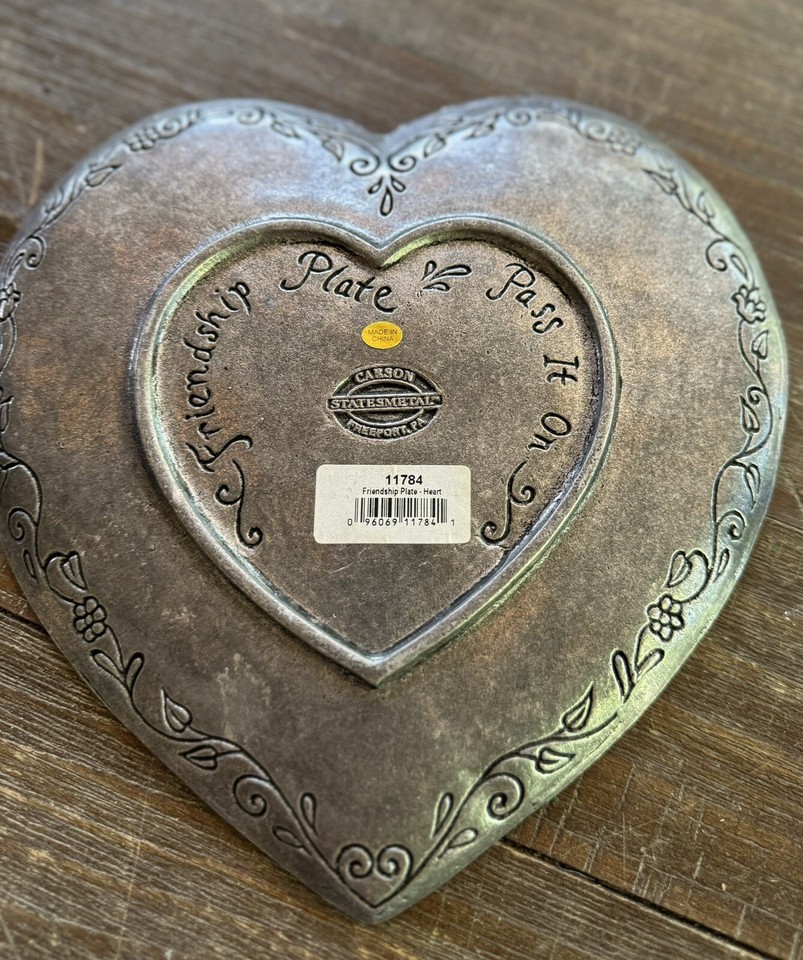 Carson Statesmetal Heart Shaped Pewter FRIENDSHIP PLATE "Pass It On ...