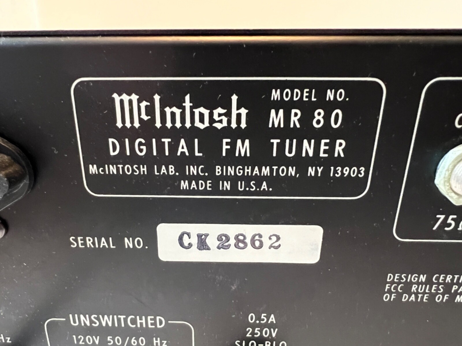 MCINTOSH MR80 FM TUNER - AS IS | eBay
