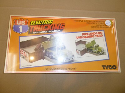 VINTAGE TYCO US1 HO Scale ELECTRIC TRUCKING 3440 PIPE & LOG UNLOADING ...