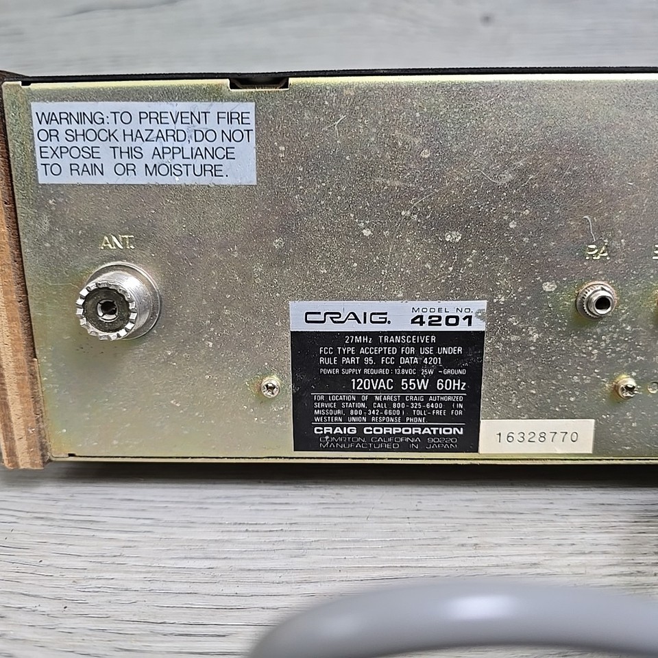 Vtg Craig CB Radio Model 4201 Base Station 23 Channel w/ Craig Mic ...