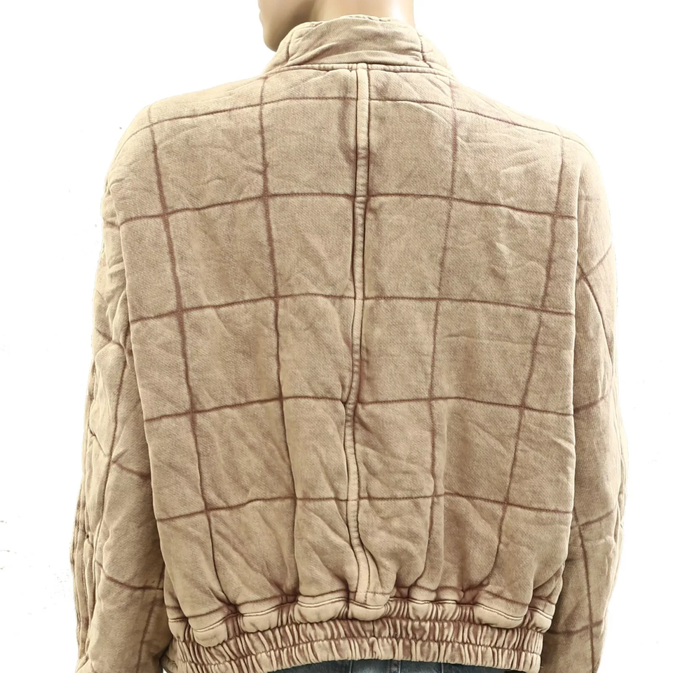Free People Dolman Quilted Knit Jacket Top Oversized Zip-up Slouchy S ...