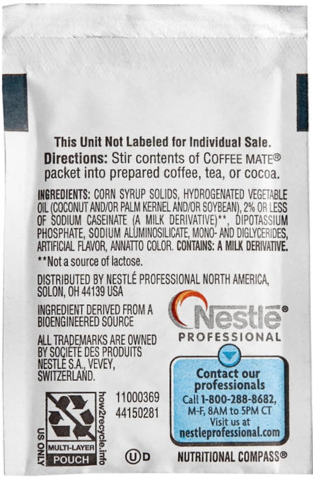 Coffee mate Original 3 Gram Single Serve Powdered Creamer Packets (Pack ...