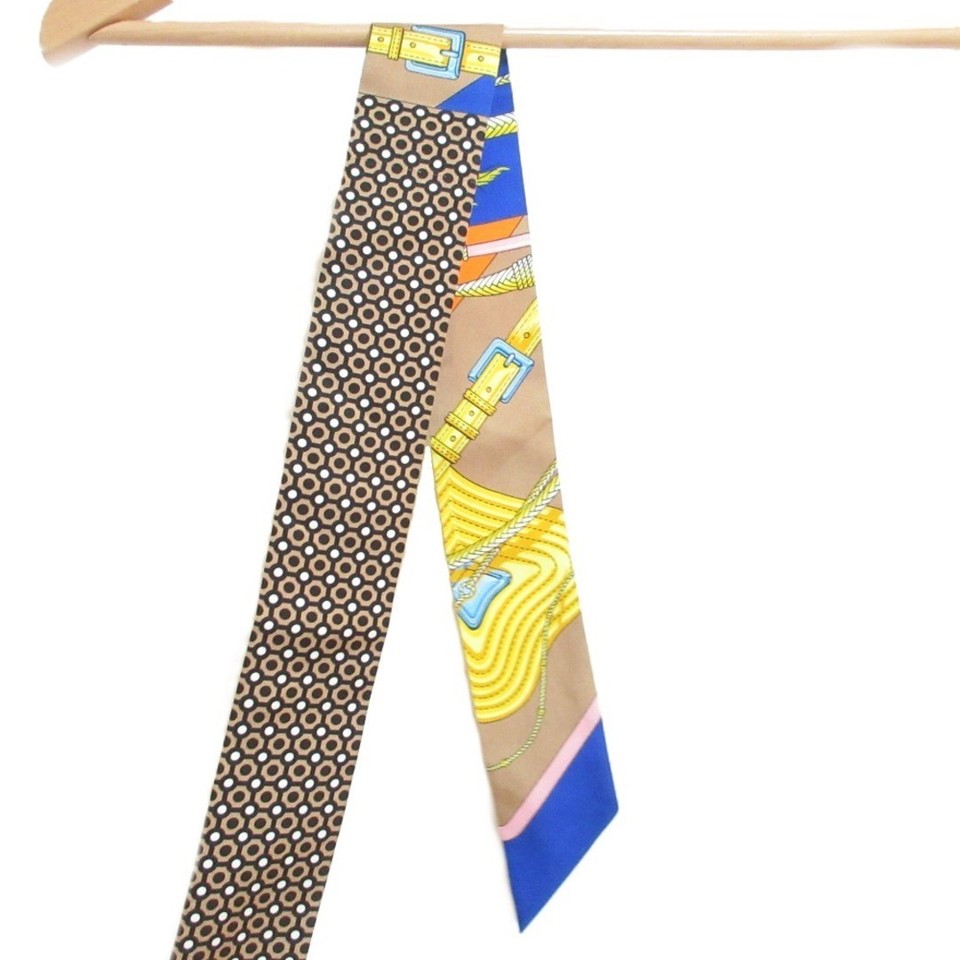 Hermes Twilly Clic Clac Modern Cannage Multi-Color Scarf Used From ...