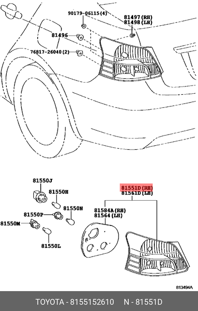 Genuine OE rear lamp 8155152610 for TOYOTA 81551-52610 online kaufen | eBay