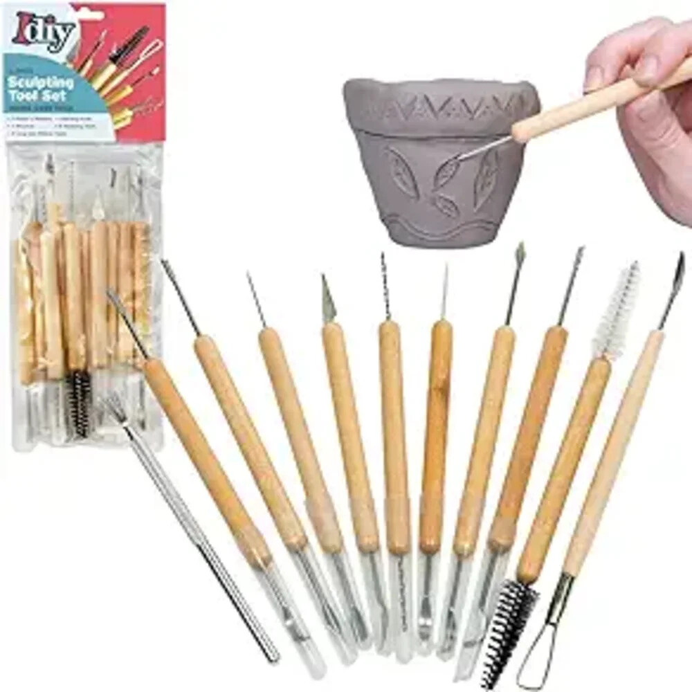 11 Pcs Pottery Tool Kit Clay Sculpting Set Wood Carving Tools for Arts ...