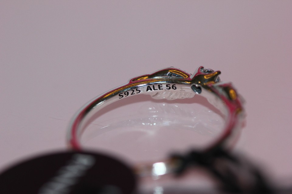 New PANDORA SPARKLING ANGEL WINGS RING 198500C01 Pouch $55 sterling ...