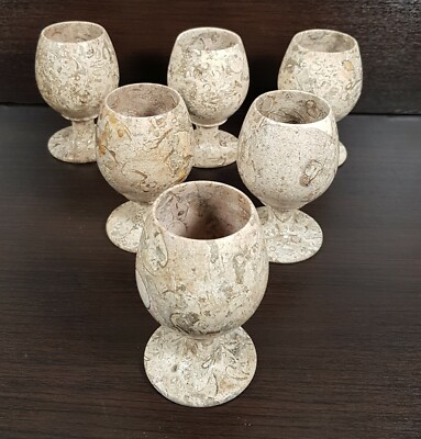 Set of 2 Marbled Stone Glass Drink Goblets Cups Granite | eBay UK