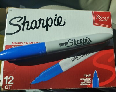 Blue SUPER Sharpie - discontinued - BRAND NEW UNUSED marker 12 count ...