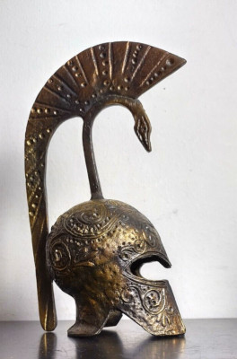 Vintage 8" Roman Trojan, Greek Gladiator Warrior Serpent Bronze Helmet ...