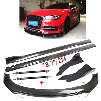 For Audi A3 A4 A5 A6 Carbon Fiber Front Bumper Lips Rear Splitter ...