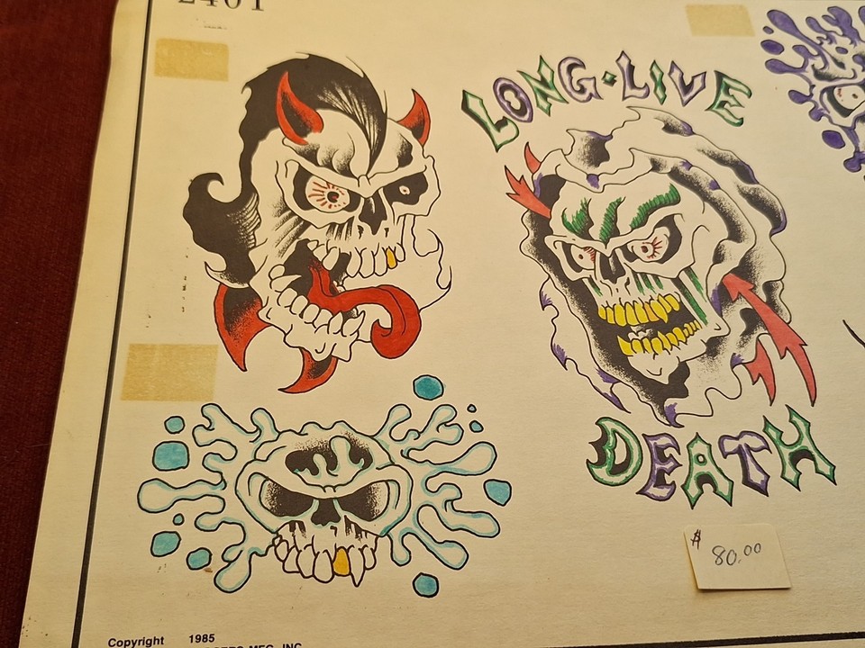 Vintage 1976 Spaulding & Rogers tattoo flash sheet. | eBay UK