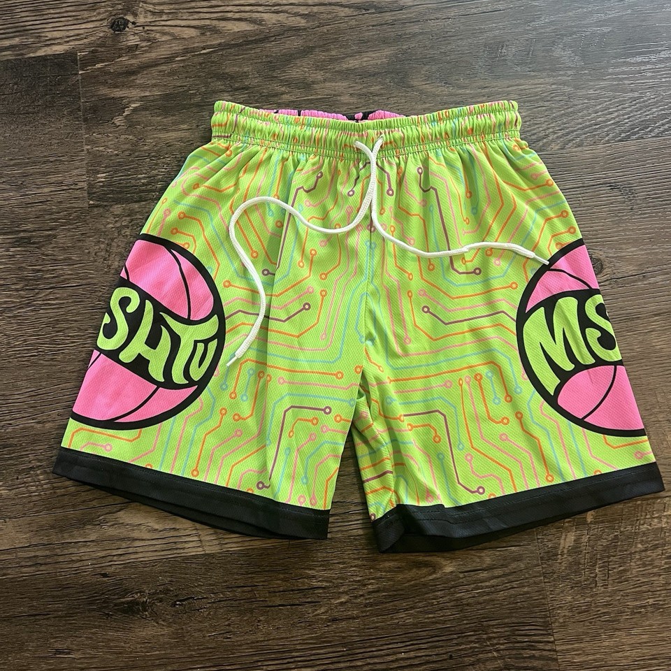 2025 Mshtv Camp Game Shorts Reversible Neon Shorts Green Purple Youth ...