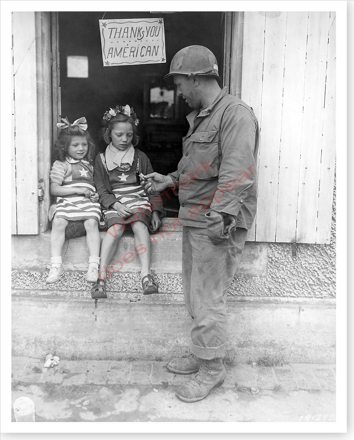 WWII Army Sergeant Gives Candy To French Girls Silver Halide Photo | eBay