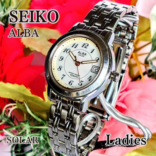 Seiko Alba Solar Ladies Watch White Gold Accents Cute Design Used | eBay