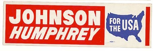 Johnson Humphrey for the USA 1964 Vintage Bumper Sticker - LBJ ...