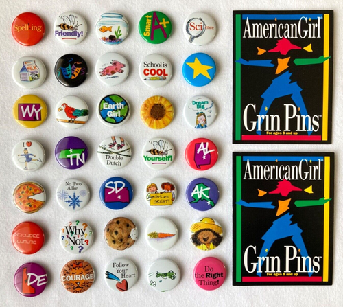 Vintage American Girl of Today - Grin Pins LOT of 35 - Pleasant Co ...