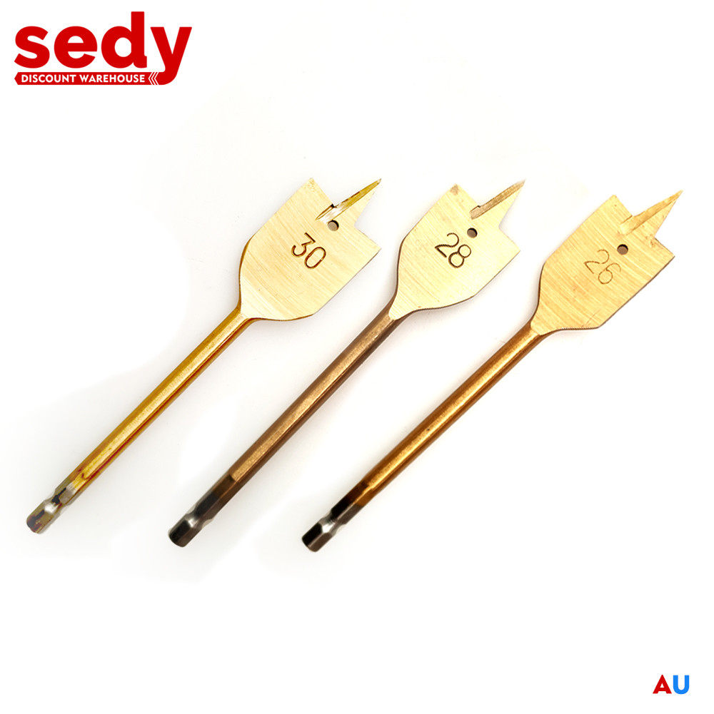 Metric Flat Wood Boring Spade Drill Bits Titanium Coated Timber Plaster ...