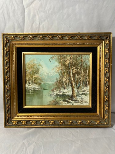 Vintage Original Oil Painting Of Stream In Winter Artist Signed Melton ...