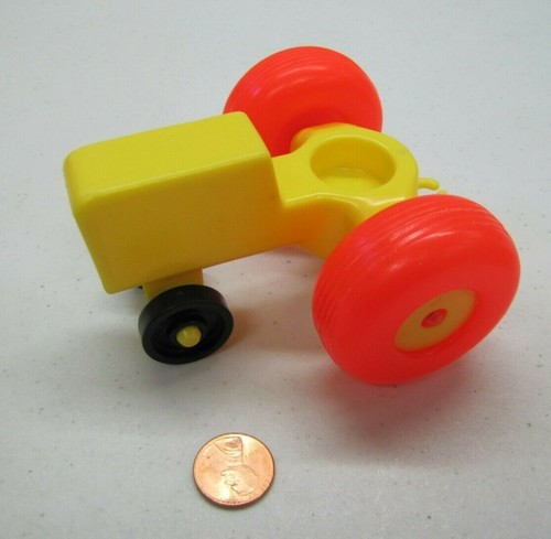 Vintage Fisher Price Little People Farm Yellow Tractor W/ Red Wheels ...