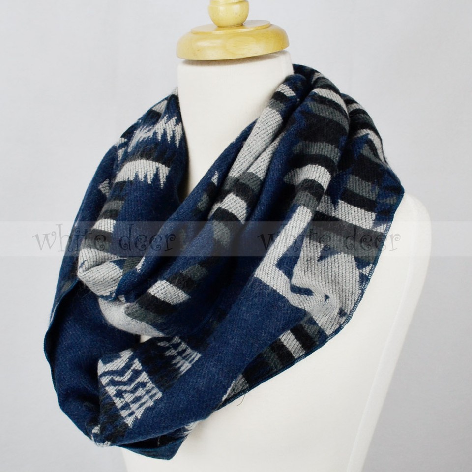 Pashmina Knit Infinity Winter Scarf Elastic Warm Geometric Diamond ...
