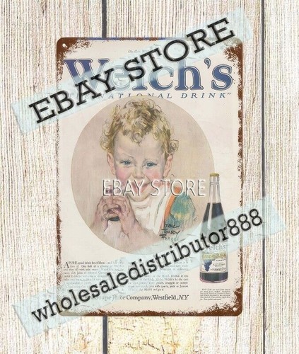 1920s Welch's Grape Juice The National Drink metal tin sign rustic farm ...