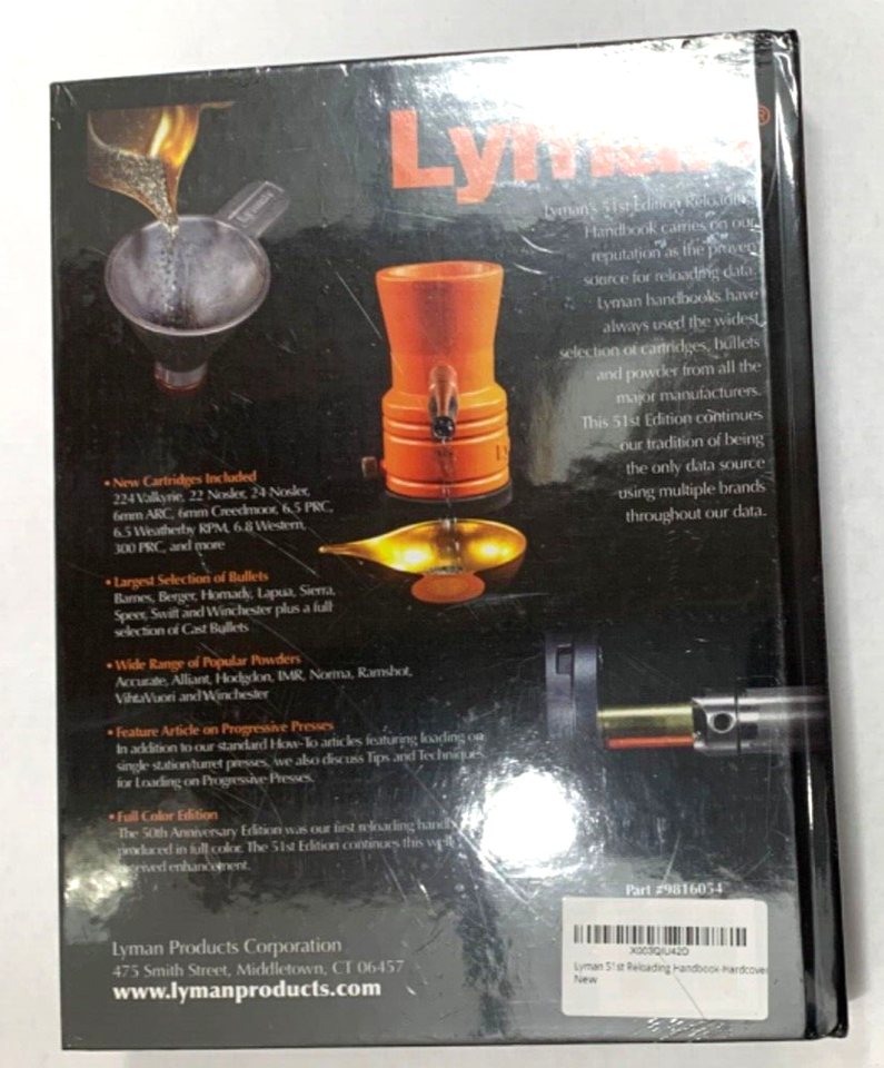 Lyman 9816054 Reloading Handbook 51st Edition Reloading Manual, Hard ...