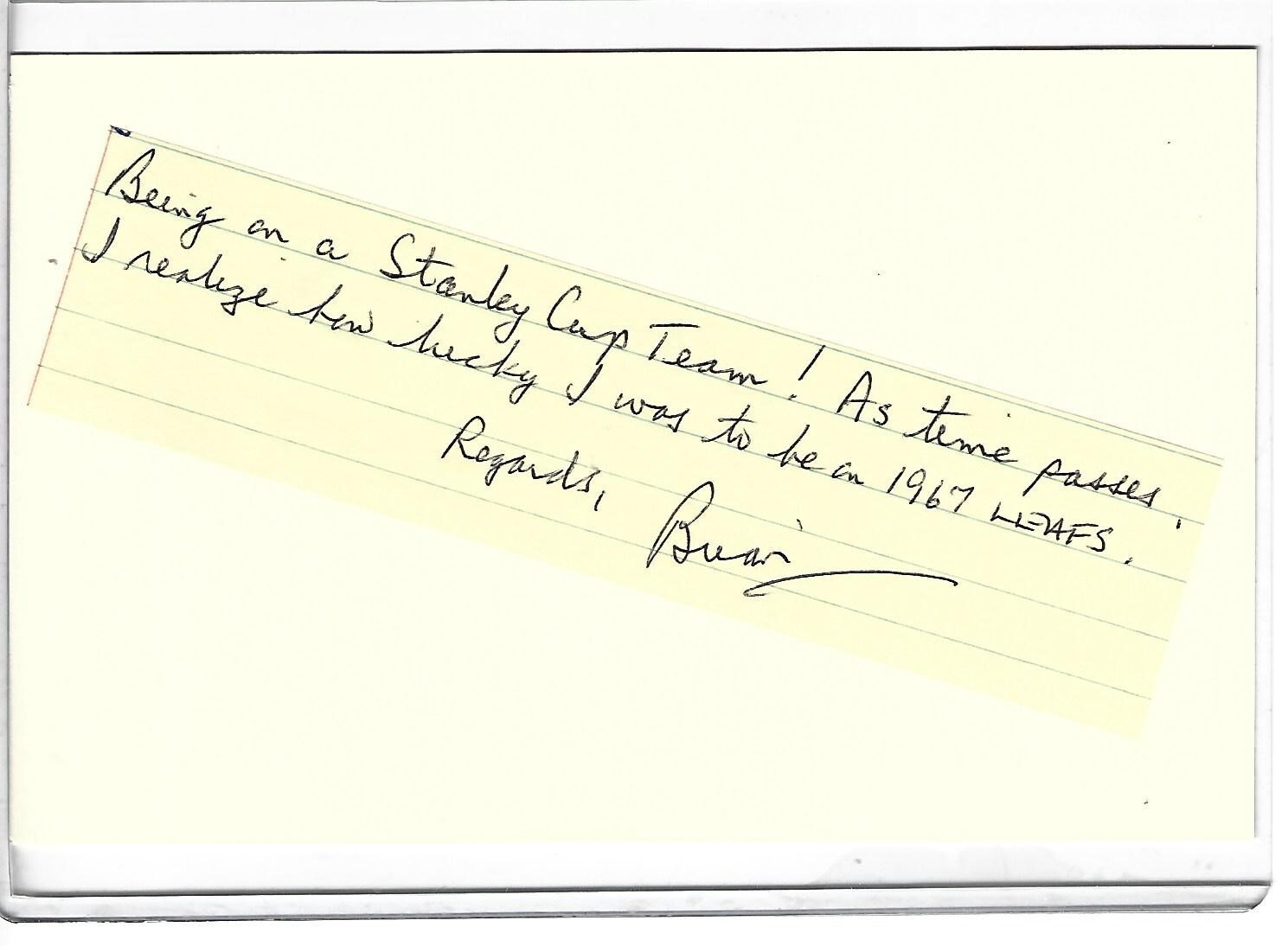 BRIAN CONACHER AUTOGRAPHED & HAND WRITTEN NOTE TO FAN ! | eBay