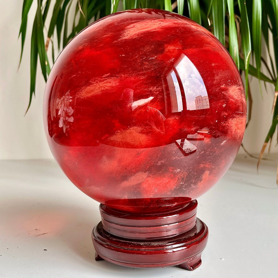 26.45LB Large red melted crystal ball for repairing spiritual energy ...