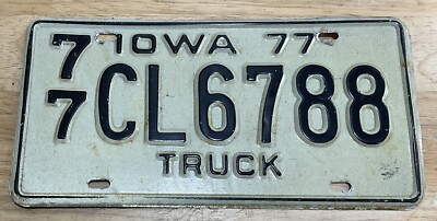Iowa Truck License Plate ~ 1977 ~ Tag # 77 CL6788 Polk County White ...