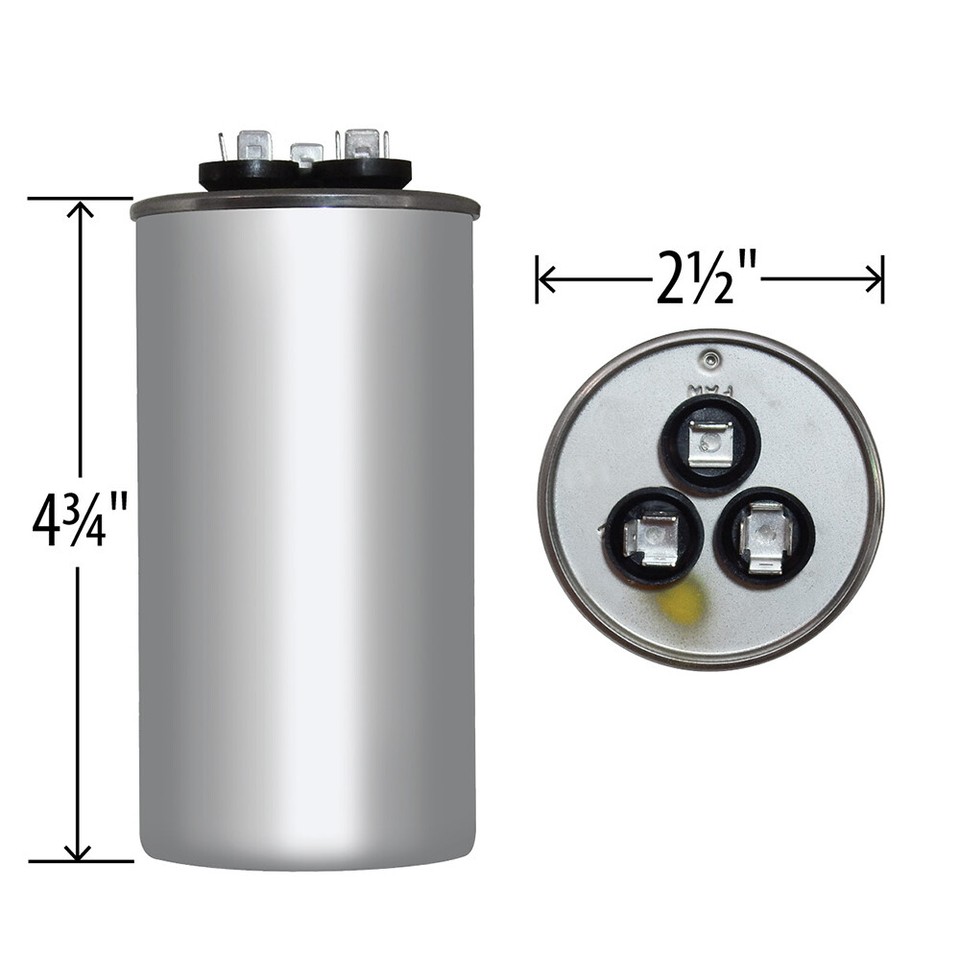 70+5 uF 440 VAC Genteq GE Capacitor 70/5 Dual MFD Run Round C4705R ...