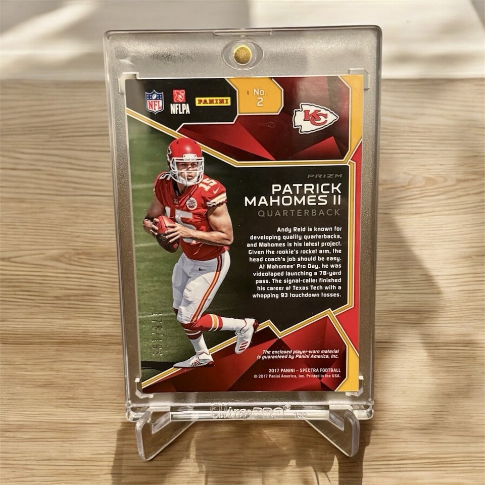 2017 Panini Spectra Next Era /199 Patrick Mahomes #2 Rookie RC WORN ...