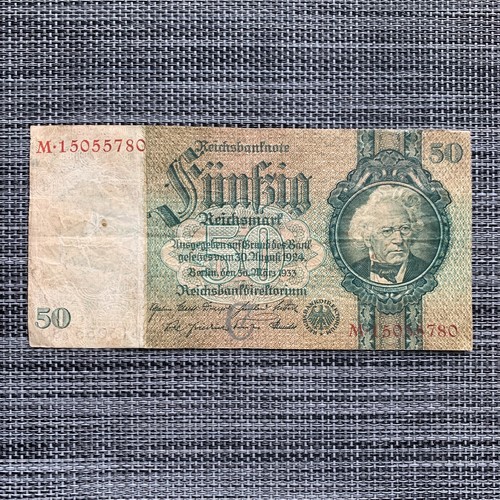 Germany 50 Mark Banknote 1933 German Currency WWII Memorabilia Berlin ...
