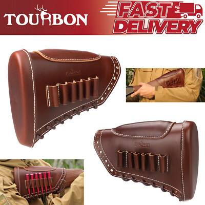 TOURBON Shooting Recoil Pad Rifle Cheek Rest Riser Ammo Holder Leather ...