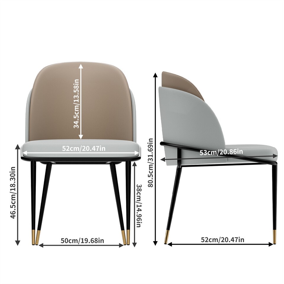 2x Dining Chairs Upholstered Kitchen Chair Leather Accent Guest Side ...