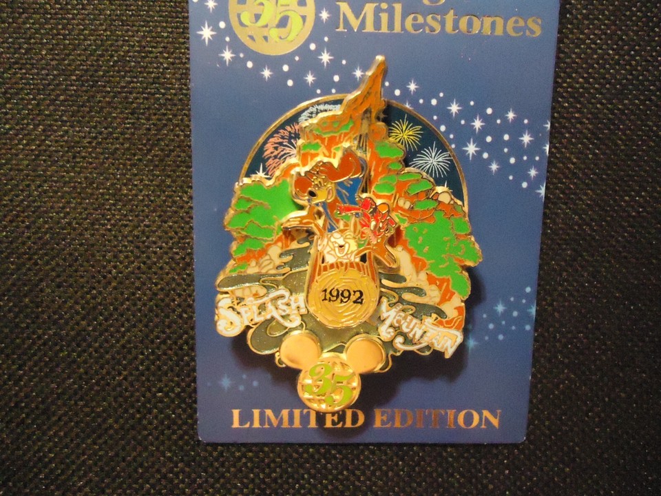DISNEY WDW 35 MAGICAL MILESTONES 1992 SPLASH MOUNTAIN OPENS PIN ON CARD ...