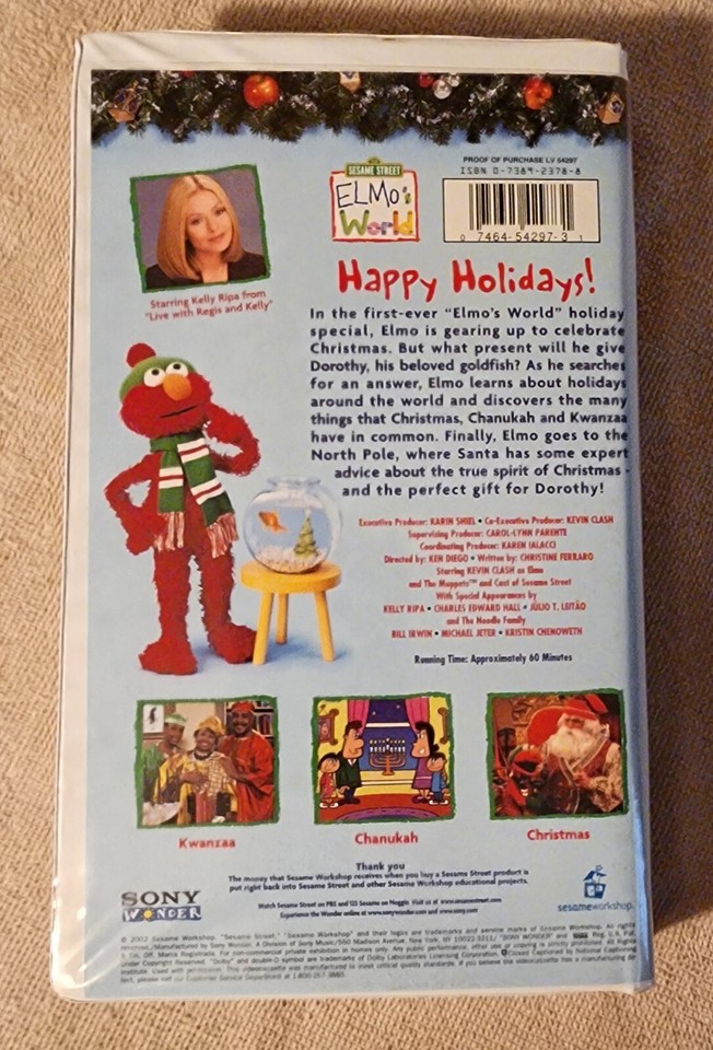 Sesame Street ELMO'S WORLD Happy Holidays VHS Video Tape 2002 CTW ...