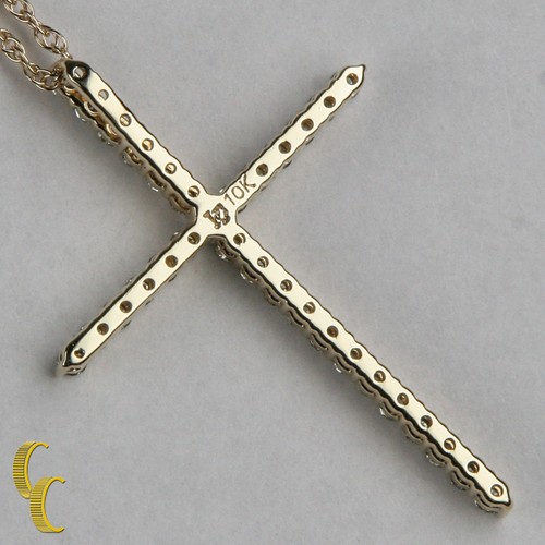 10k Yellow Gold Diamond Cross Pendant TDW = 0.56" w/ 20" Chain | eBay