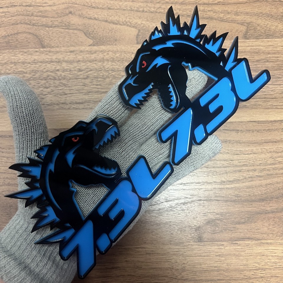 For Godzilla Badges Emblem RAGING 7.3 Red Eye Light Blue Spikes, 2 ...