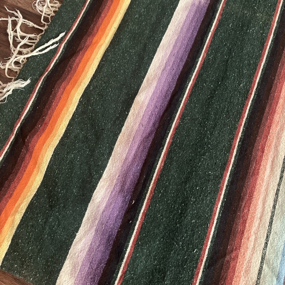 1950’s Green Vintage Mexican Saltillo Serape Blanket Center Diamond 46 ...