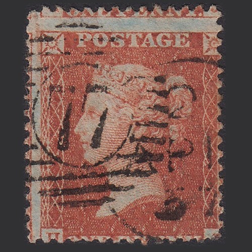 F17_20 GB QV 1857 1d ORANGE-BROWN PLATE 38 SG33-C8(5) HJ GU LONDON D&S ...